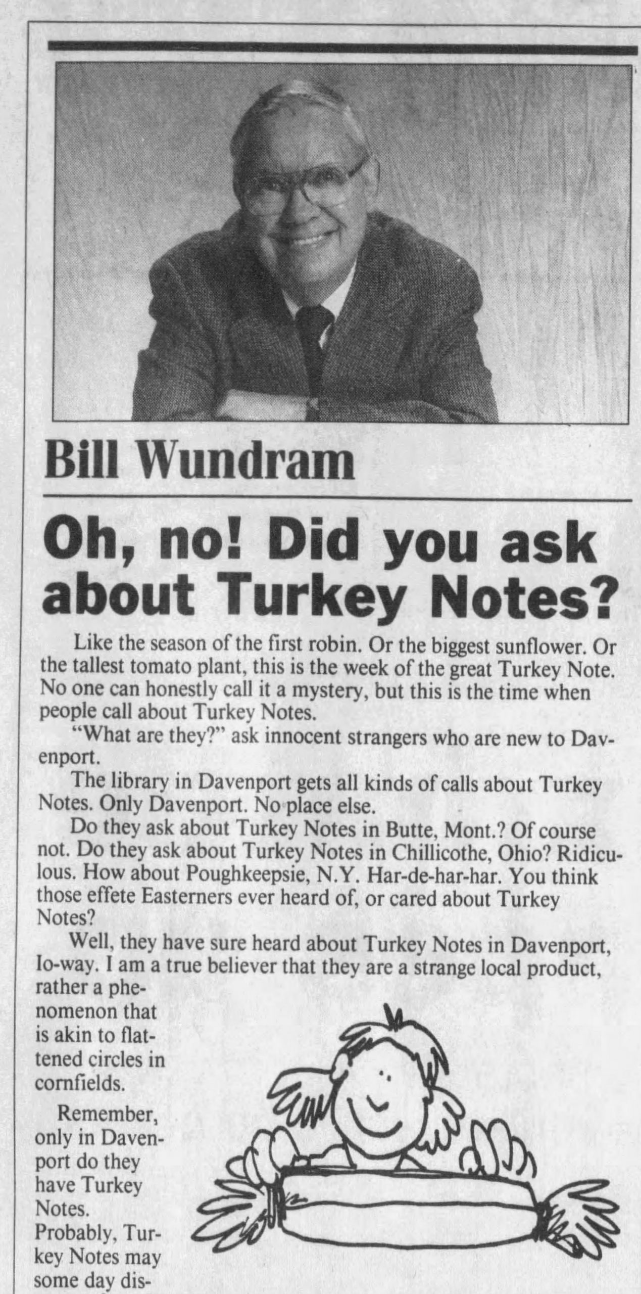 Turkey Notes: Ode to Bill Wundram | Primary Selections from Special ...